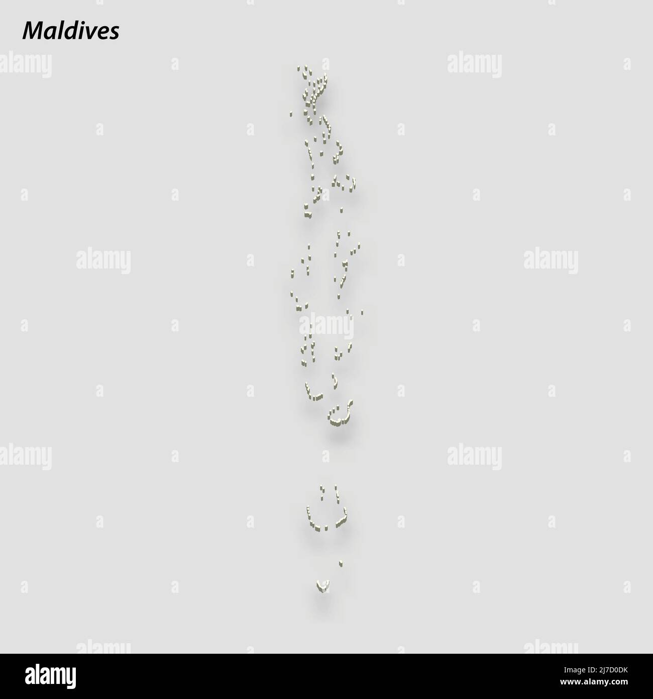 3d isometric map of Maldives isolated with shadow. Paper card style ...