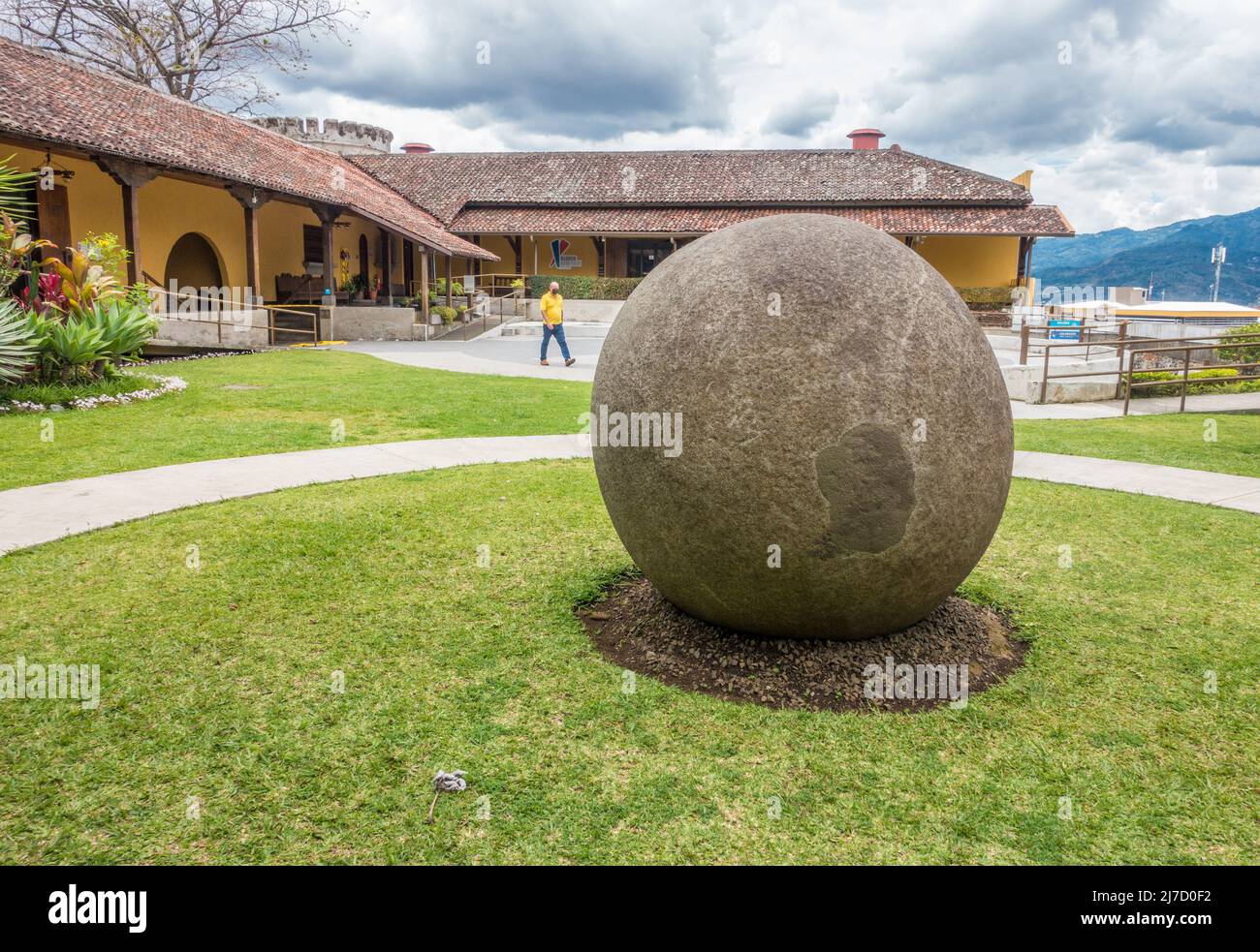 Ancient stone sphere on display at the National Museum of Costa Rica in ...