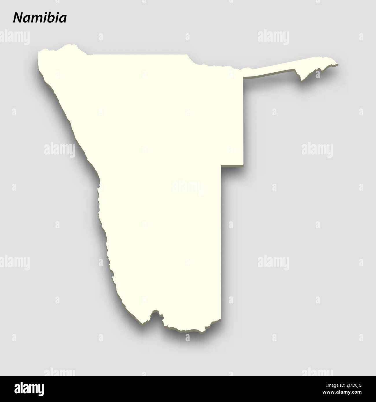 3d isometric map of Namibia isolated with shadow. Paper card style ...