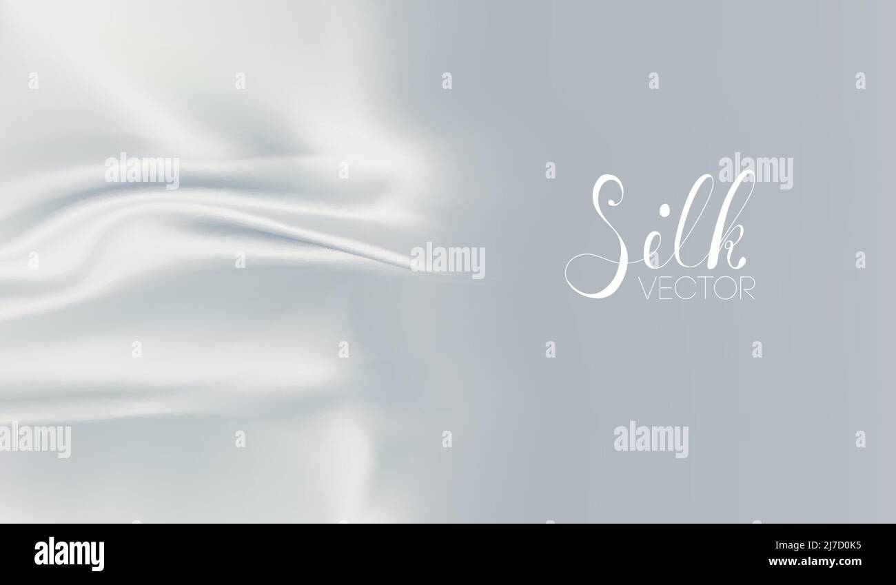 White silk cloth background vector. Light wave effect. Realistic silk ...