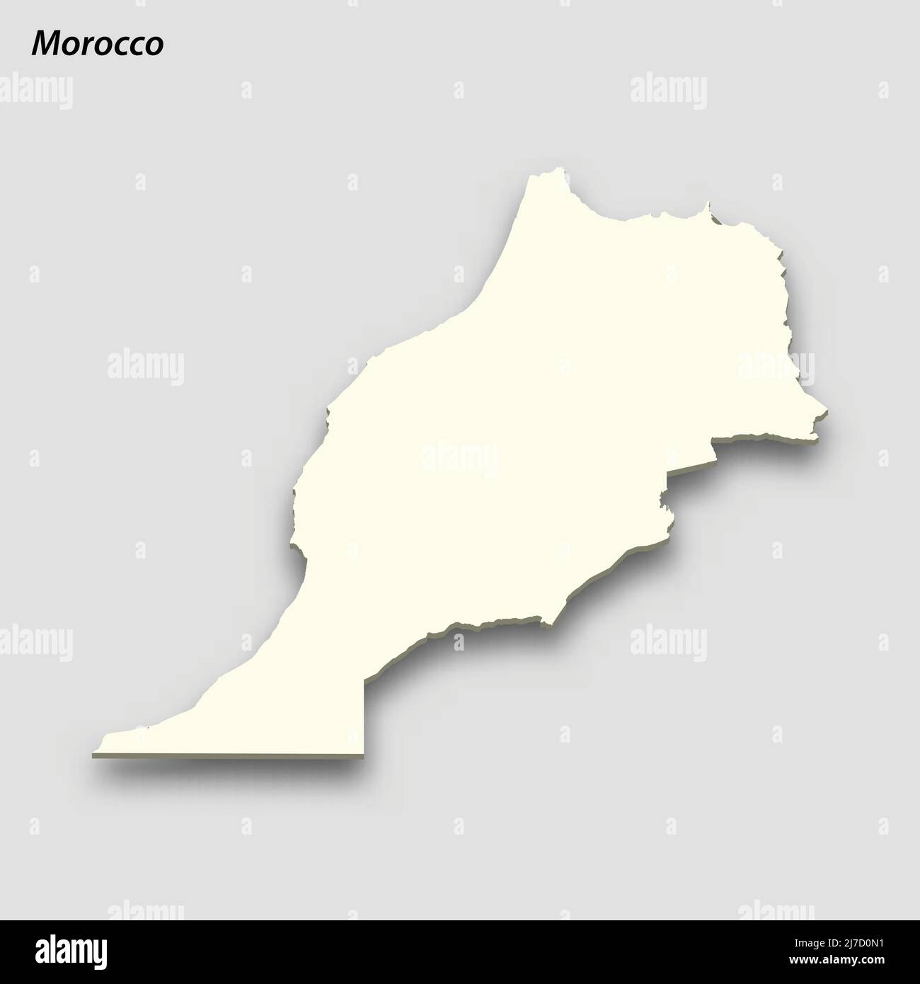 3d isometric map of Morocco isolated with shadow. Paper card style ...