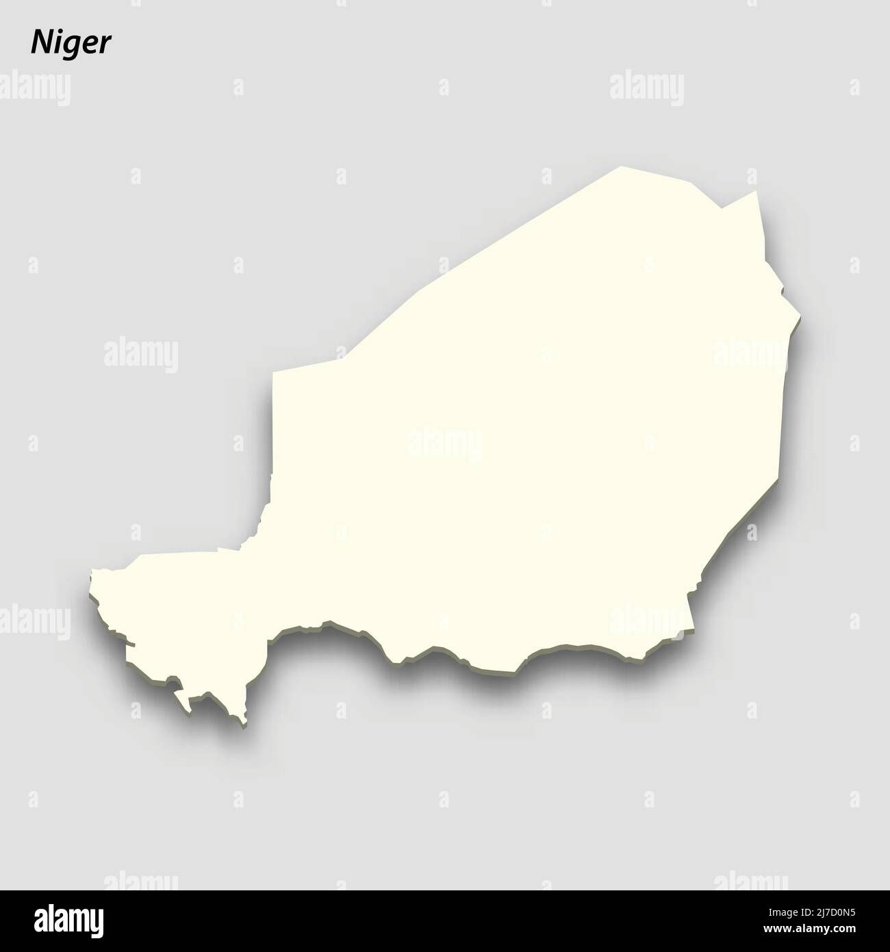 3d isometric map of Niger isolated with shadow. Paper card style vector ...