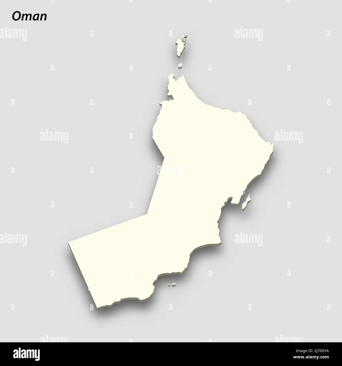 3d isometric map of Oman isolated with shadow. Paper card style vector ...
