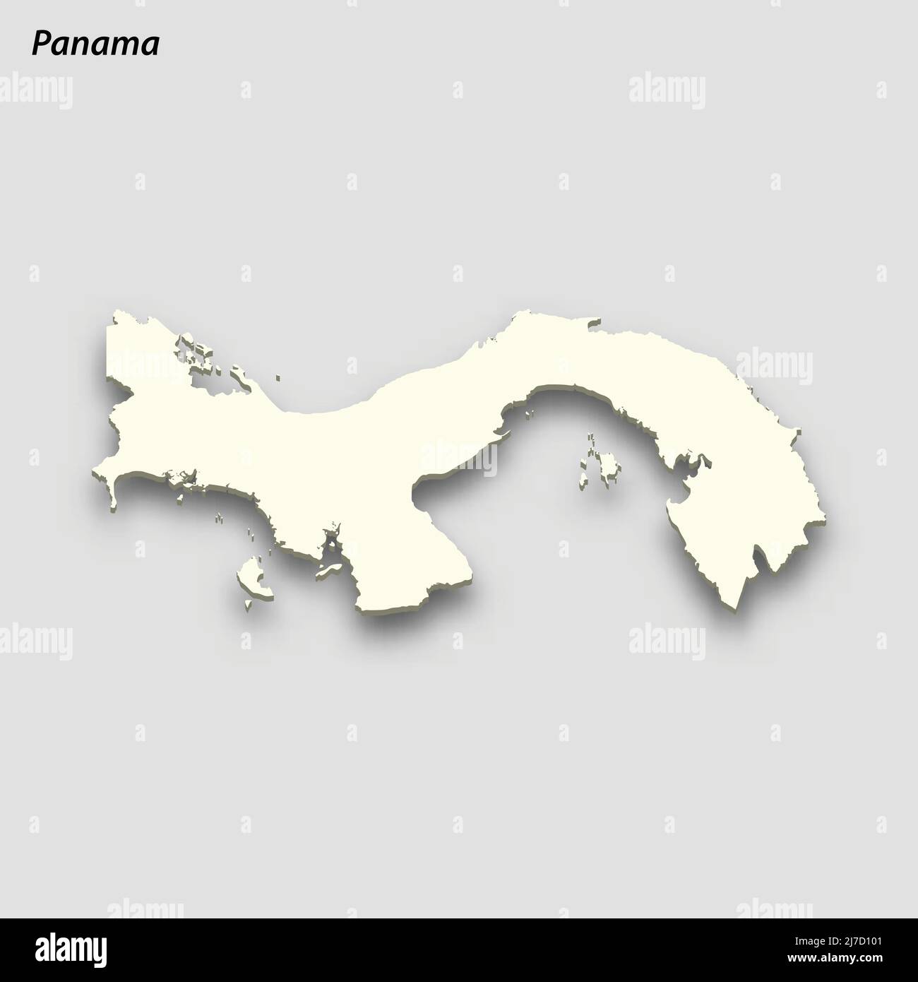 3d isometric map of Panama isolated with shadow. Paper card style ...