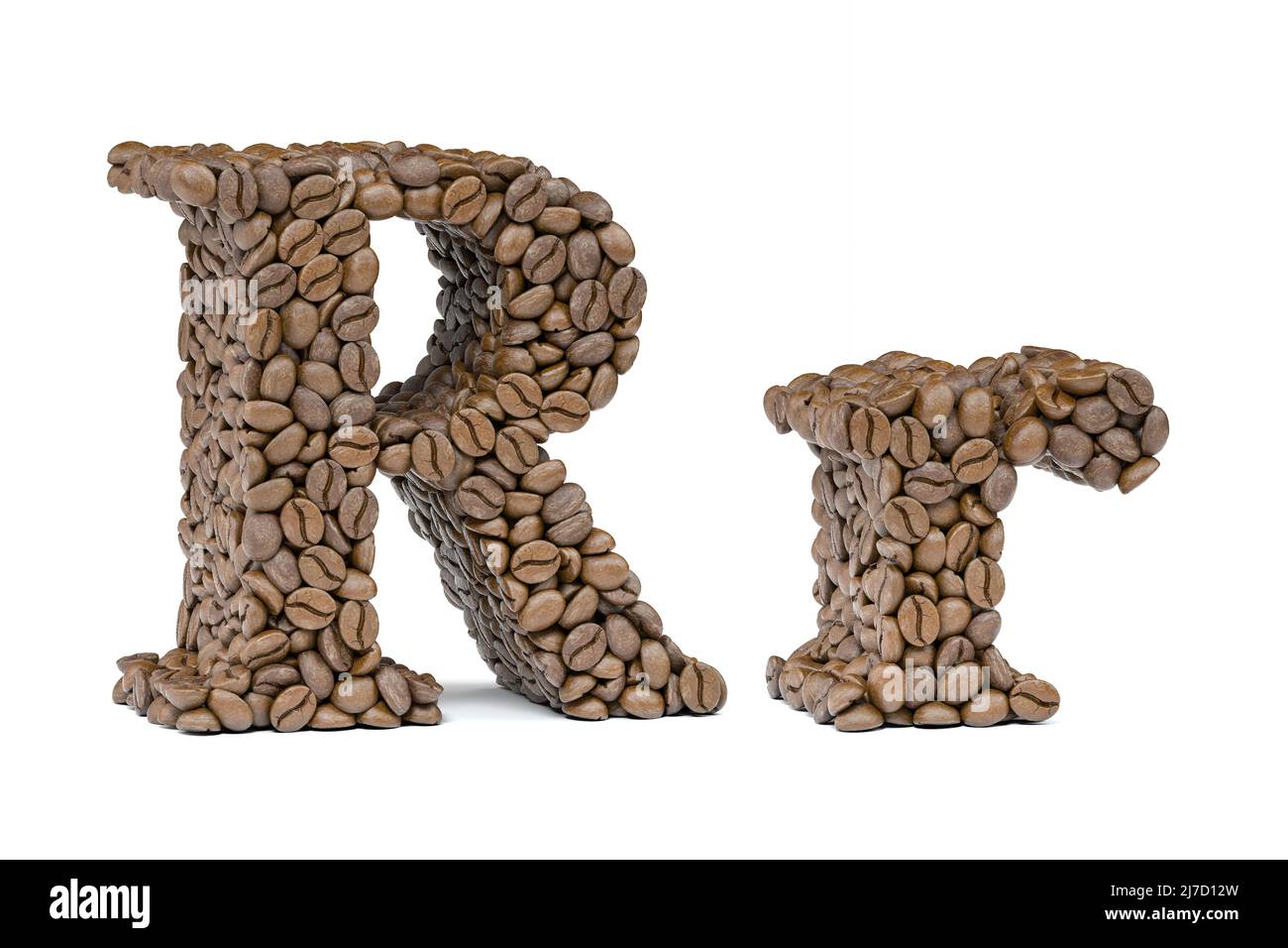 Letter R from coffee bean isoilated on white. Coffee alphabet font. 3d ...