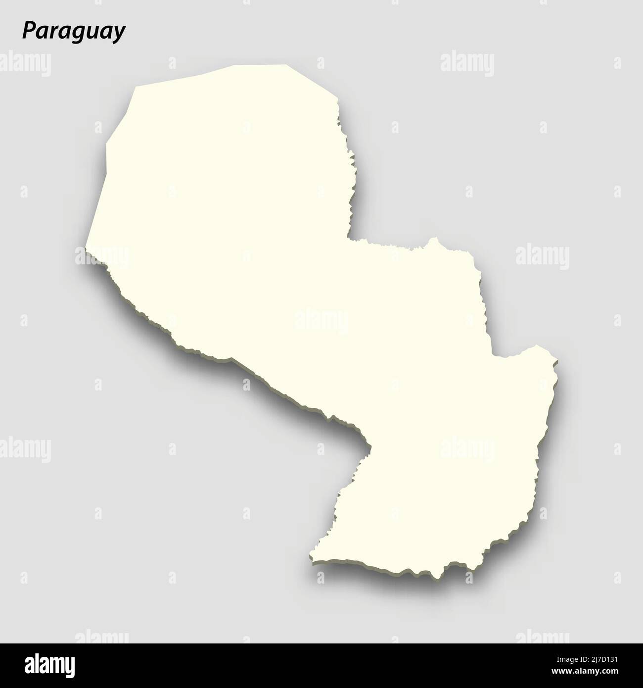 3d isometric map of Paraguay isolated with shadow. Paper card style ...