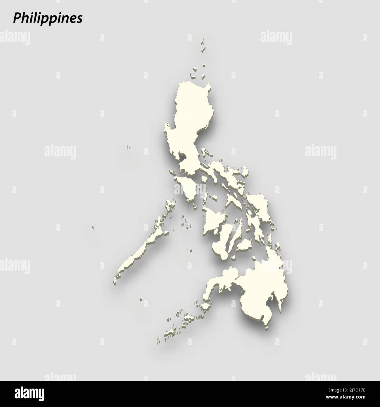 3d isometric map of Philippines isolated with shadow. Paper card style ...