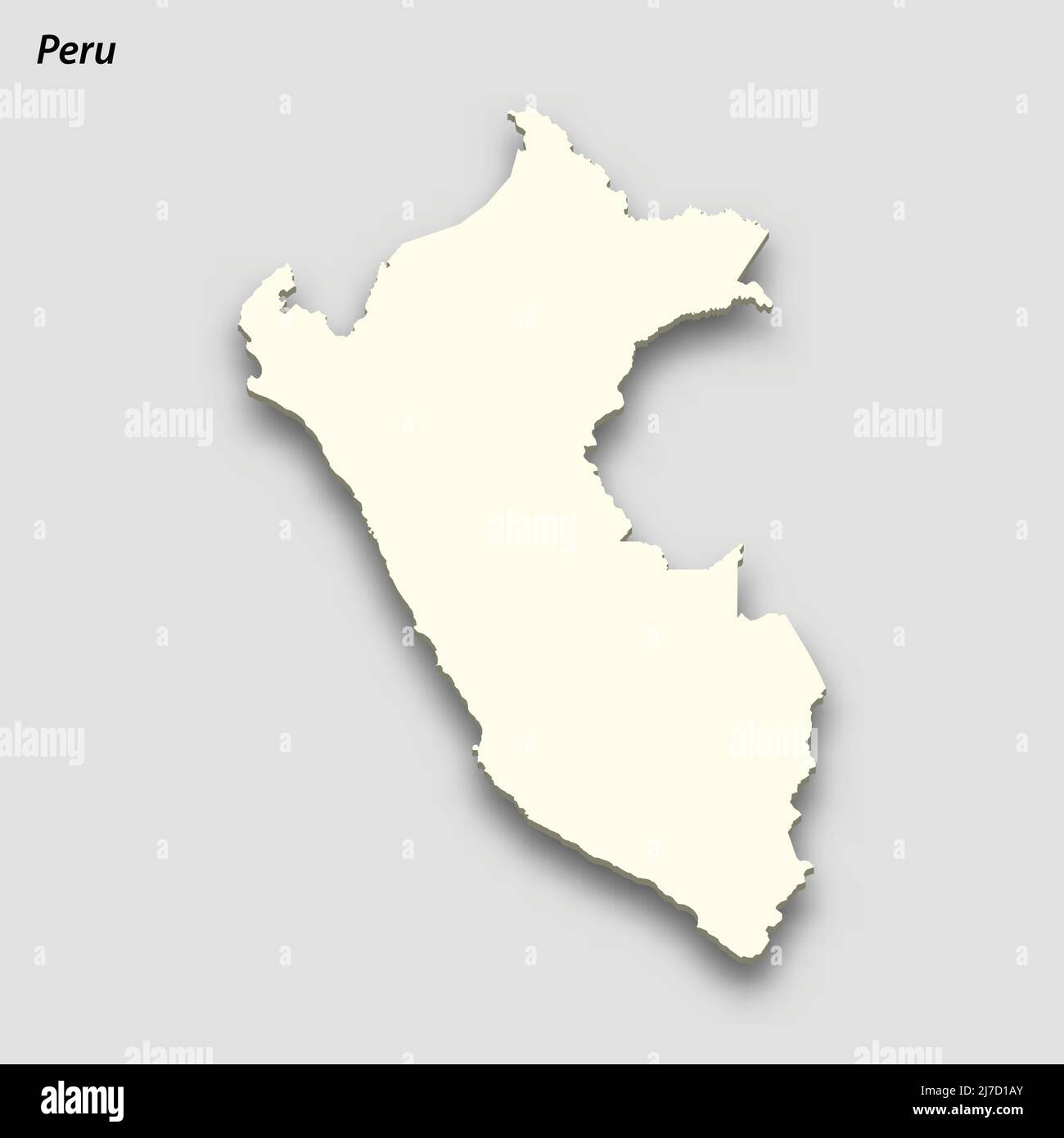 3d isometric map of Peru isolated with shadow. Paper card style vector ...