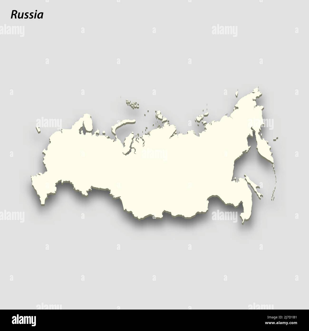 3d isometric map of Russia isolated with shadow. Paper card style ...