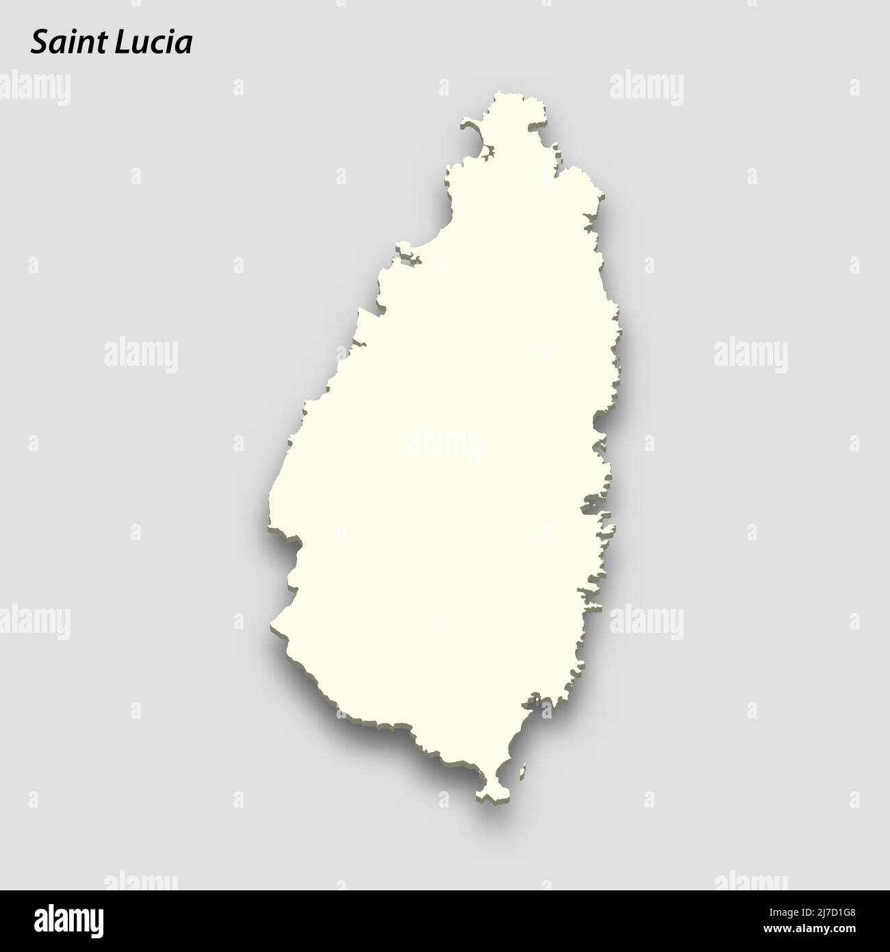 3d isometric map of Saint Lucia isolated with shadow. Paper card style ...