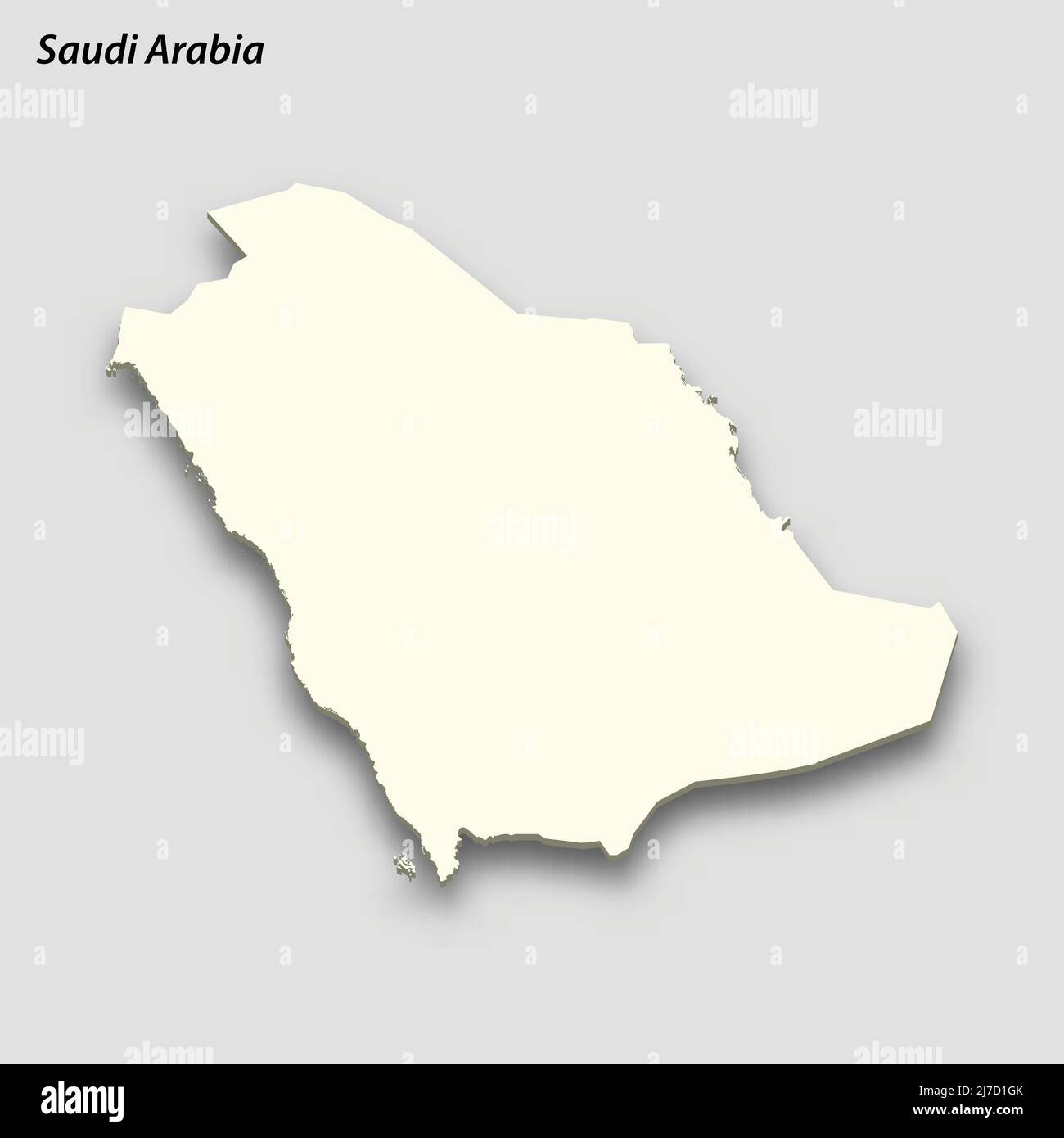 3d isometric map of Saudi Arabia isolated with shadow. Paper card style ...