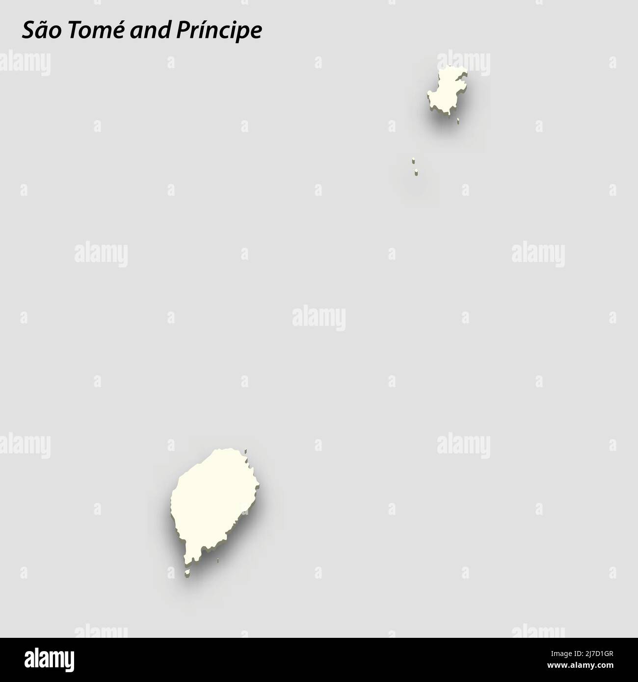 3d isometric map of Sao Tome and Principe isolated with shadow. Paper ...