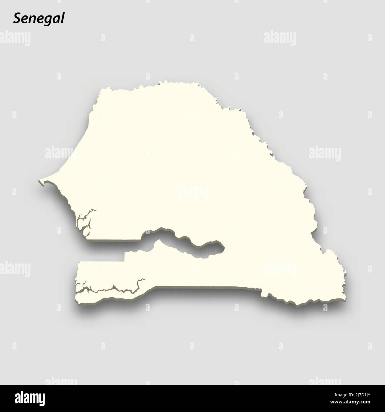 3d isometric map of Senegal isolated with shadow. Paper card style vector illustration Stock ...