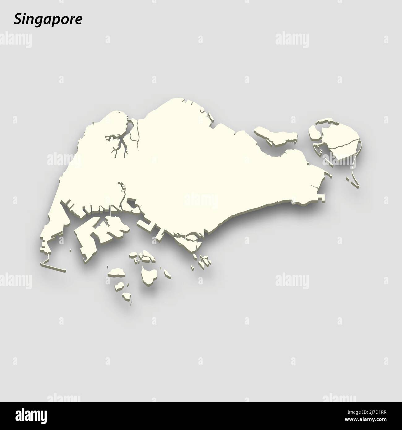 3d isometric map of Singapore isolated with shadow. Paper card style ...