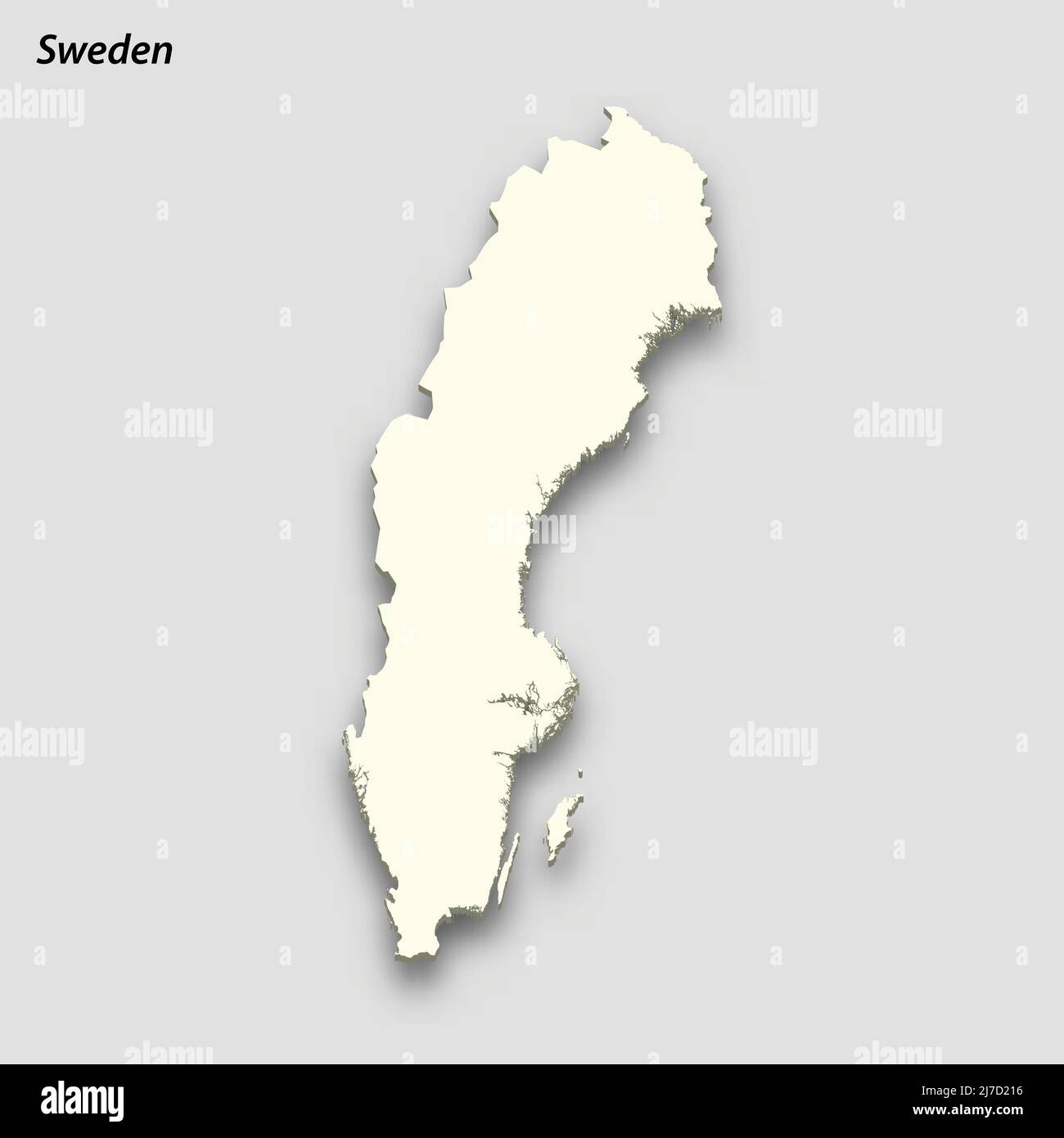 3d isometric map of Sweden isolated with shadow. Paper card style ...