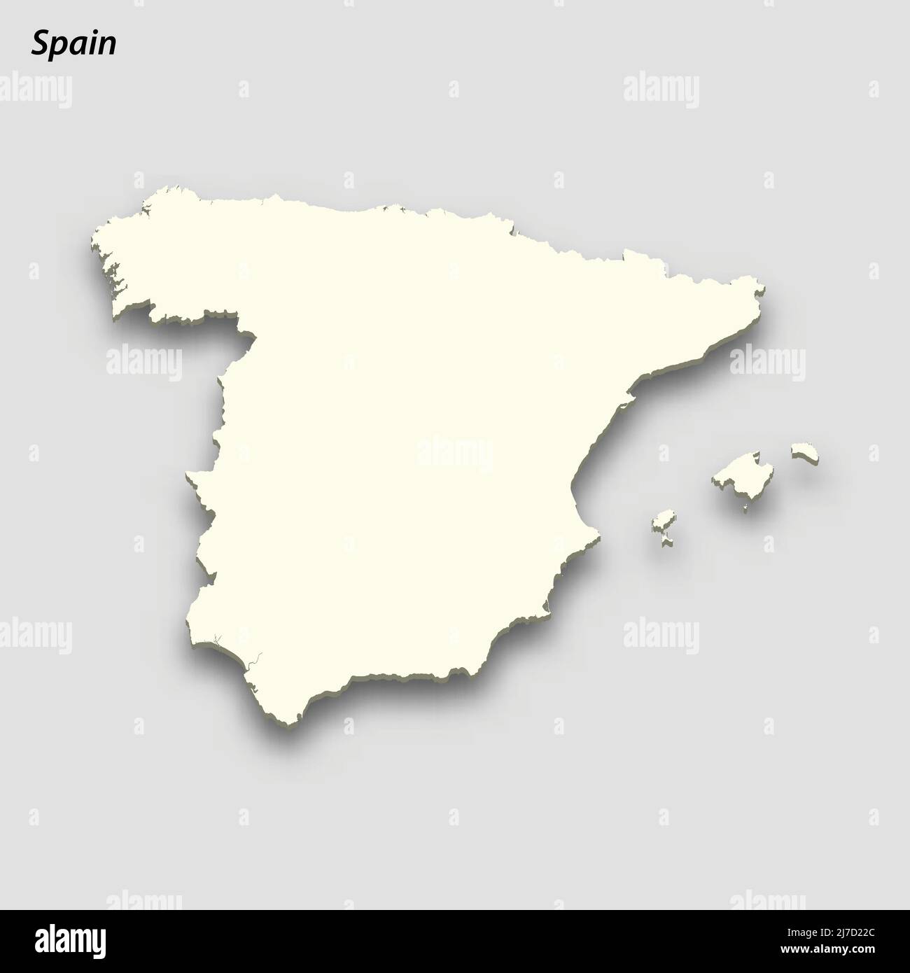 3d isometric map of Spain isolated with shadow. Paper card style vector illustration Stock ...