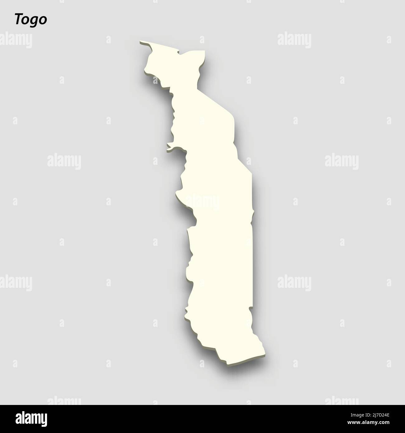 3d isometric map of Togo isolated with shadow. Paper card style vector ...