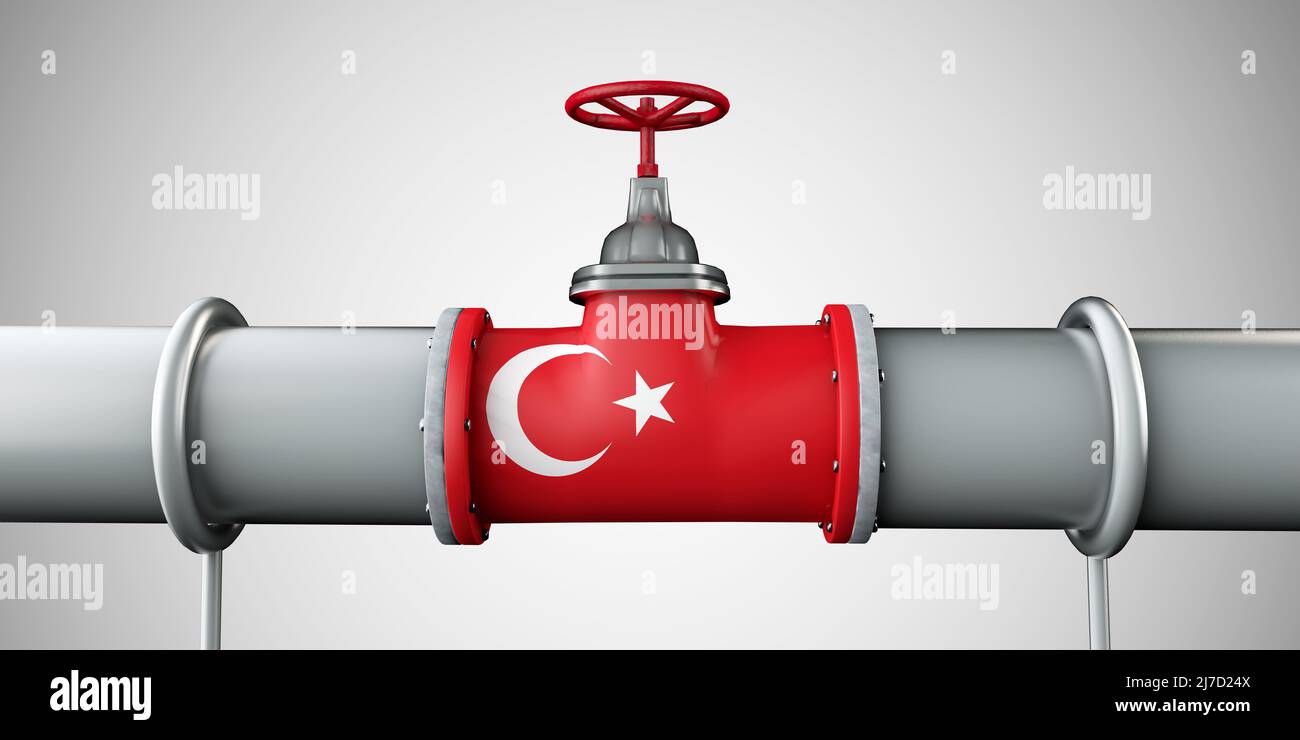 Turkey oil and gas fuel pipeline. Oil industry concept. 3D Rendering ...