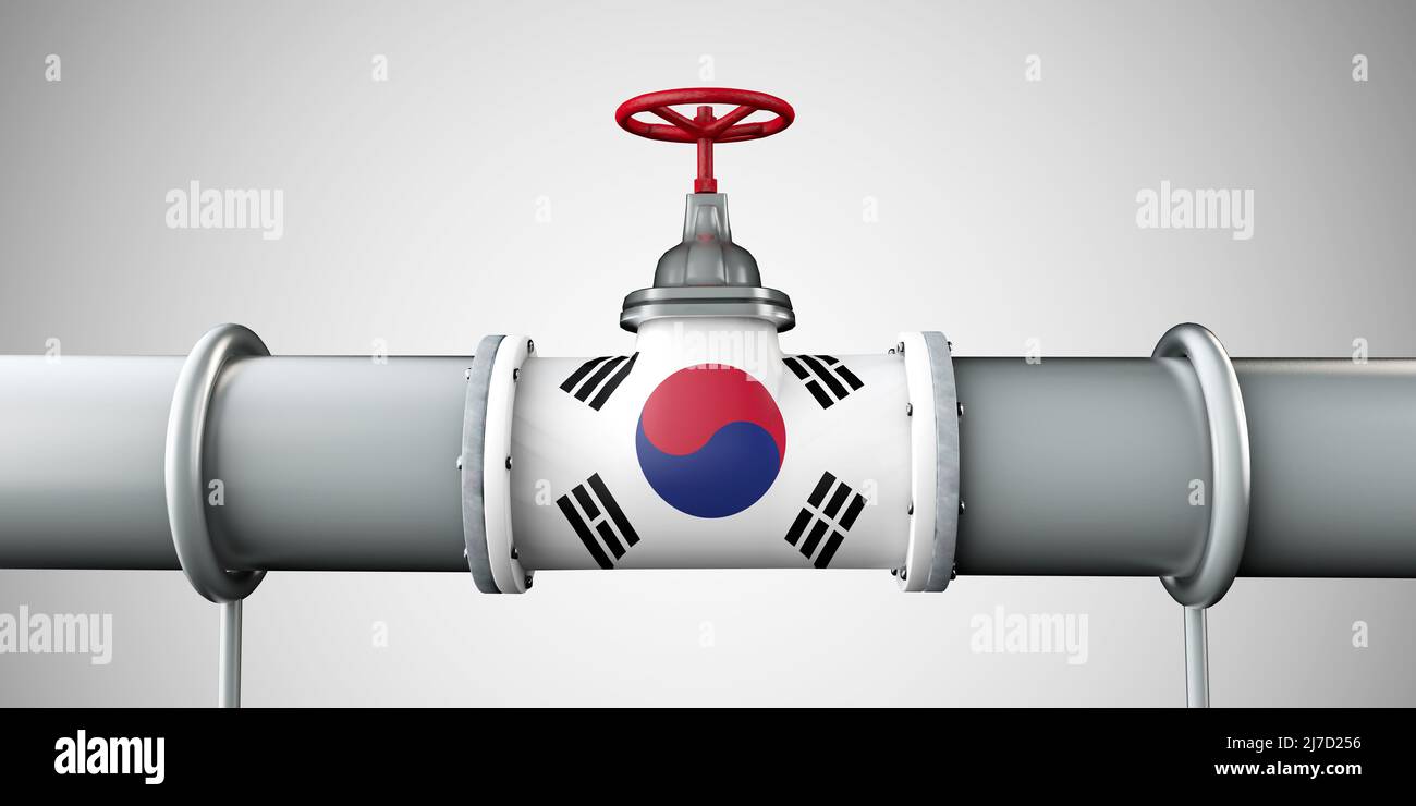 South Korea oil and gas fuel pipeline. Oil industry concept. 3D ...