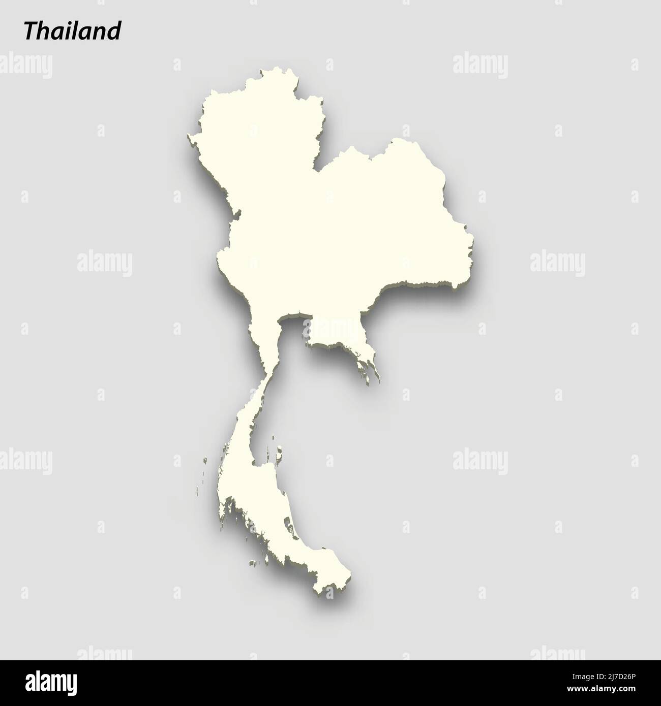 3d isometric map of Thailand isolated with shadow. Paper card style ...