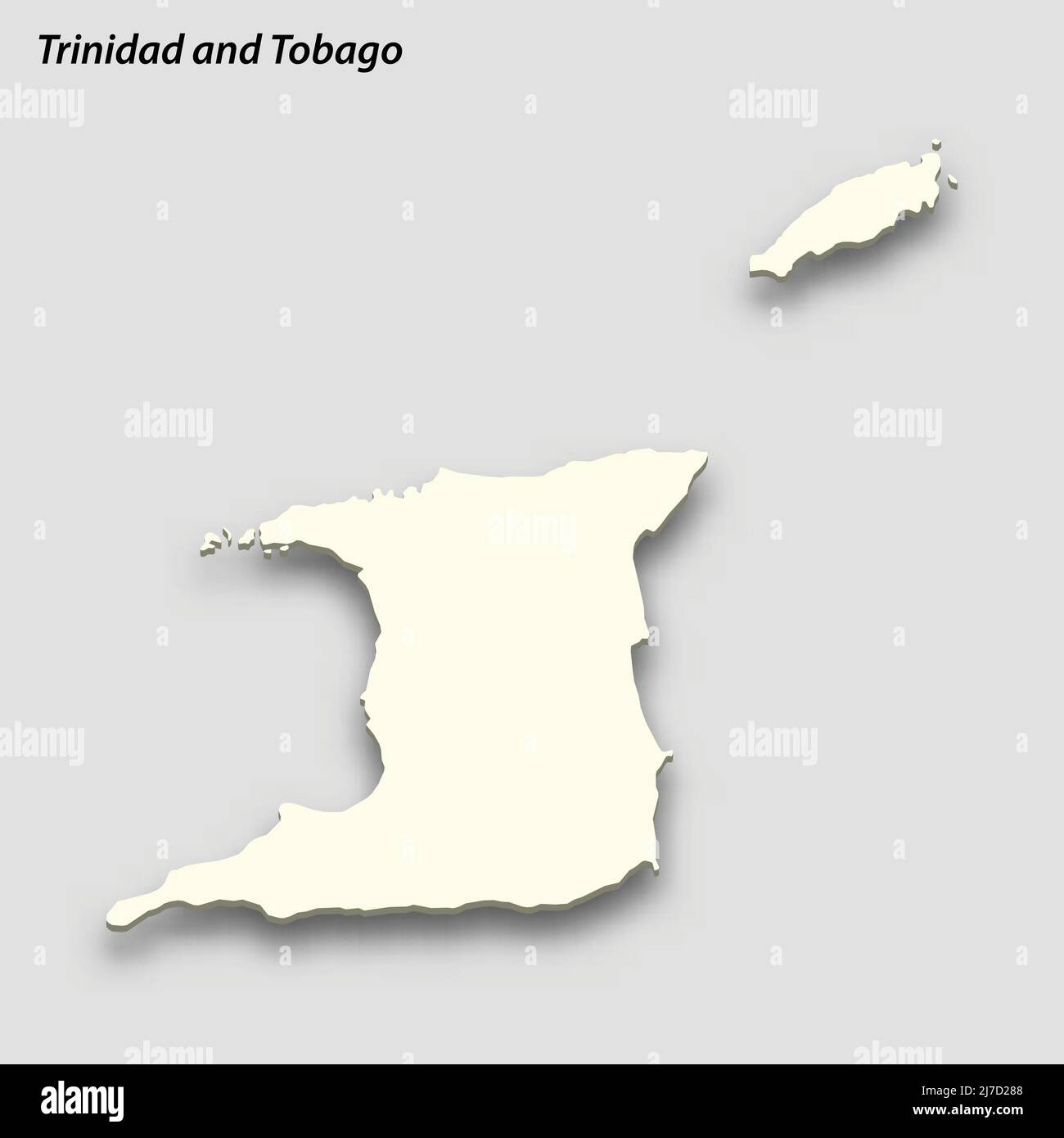 3d isometric map of Trinidad and Tobago isolated with shadow. Paper ...