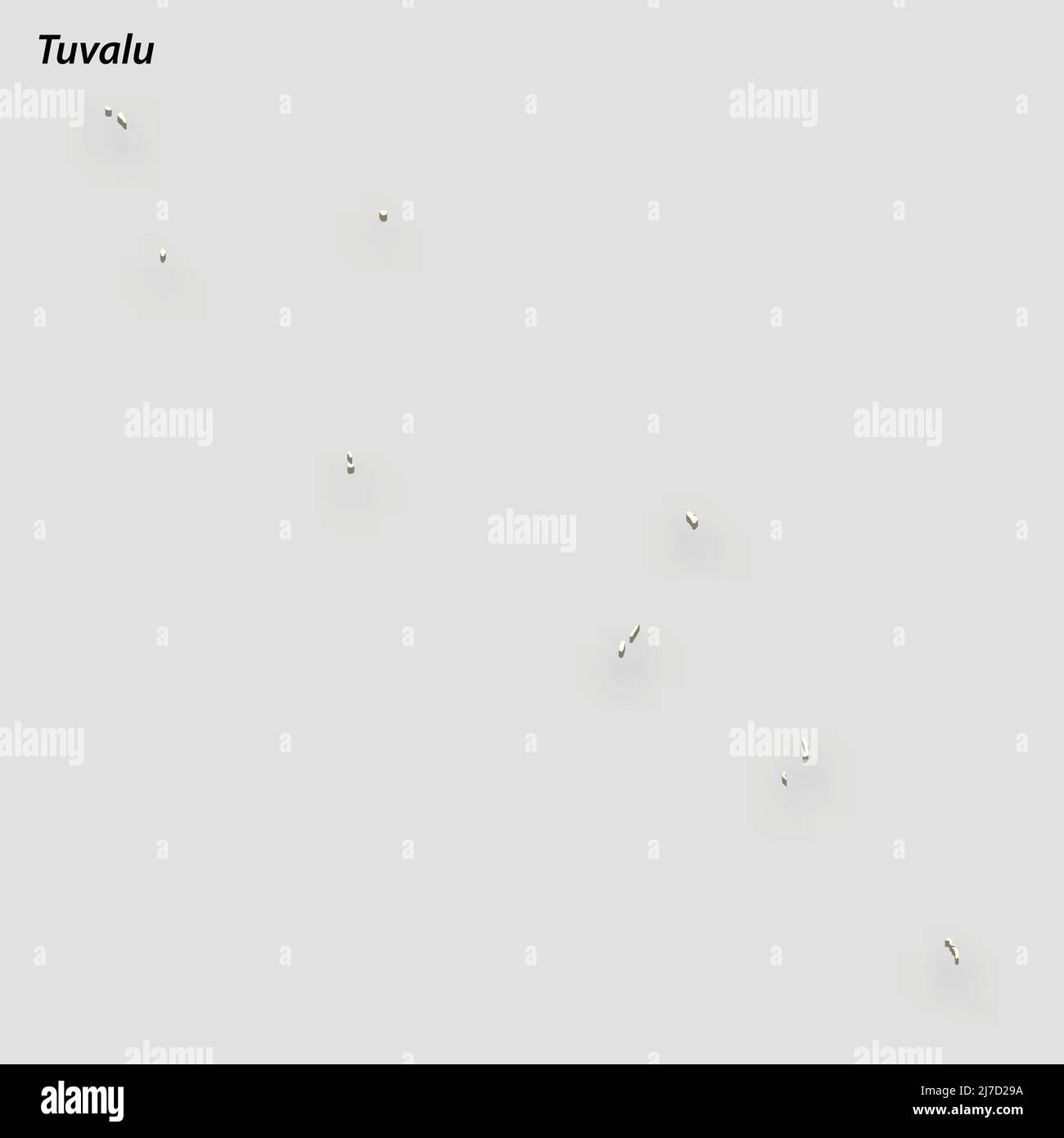 3d isometric map of Tuvalu isolated with shadow. Paper card style ...