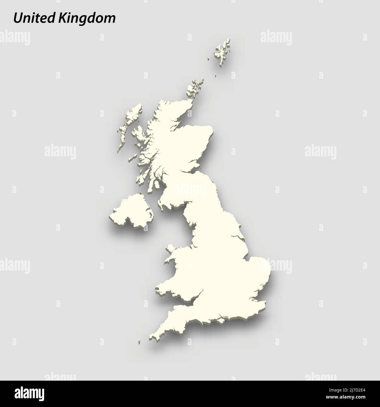 3d isometric map of United Kingdom isolated with shadow. Paper card ...