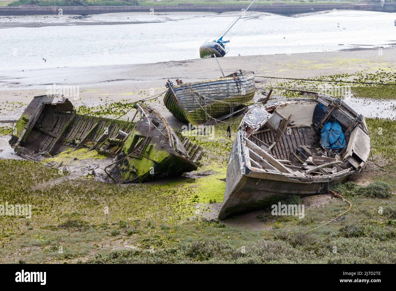 Boats seen from the Promenade at Walney Island, Barrow in Furness Stock ...