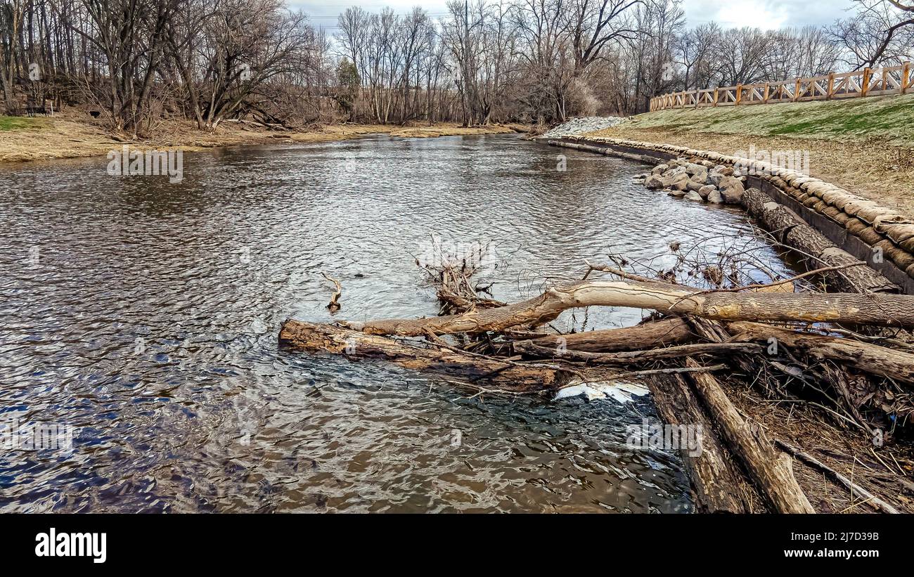 Logs floating on river in hi-res stock photography and images - Alamy