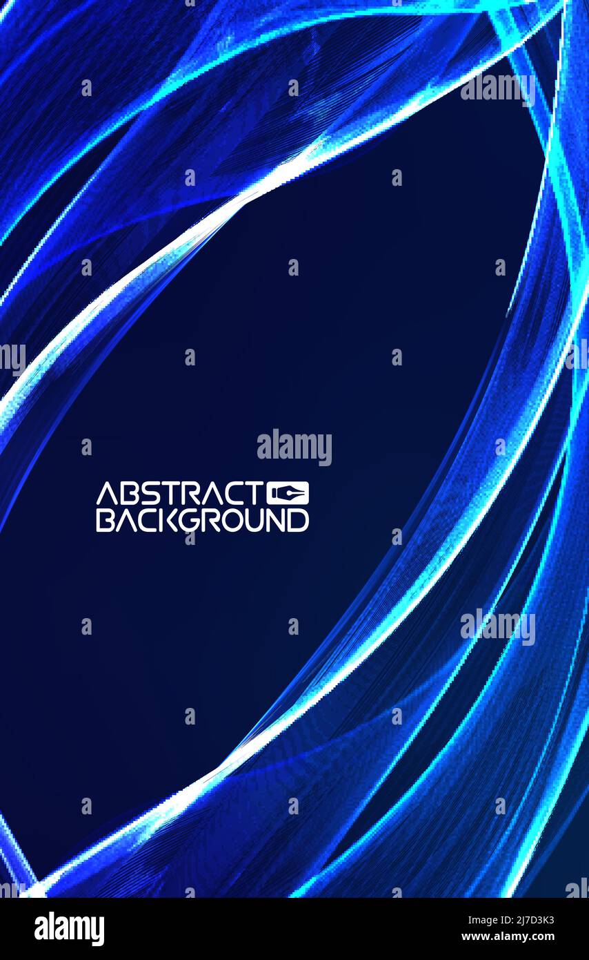 Tech futuristic 3d blue wave. Abstract blue light effect background ...