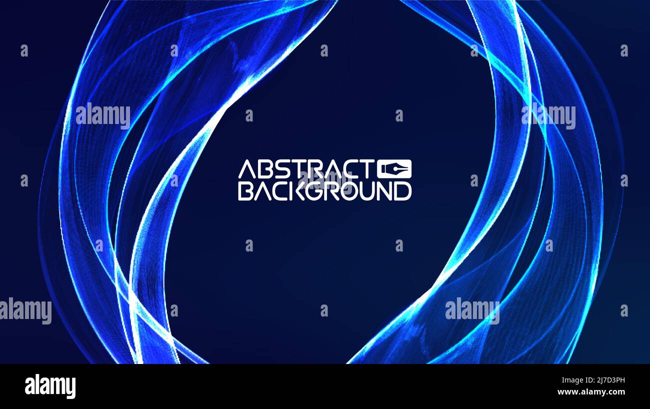Tech futuristic 3d blue wave. Abstract blue light effect background ...