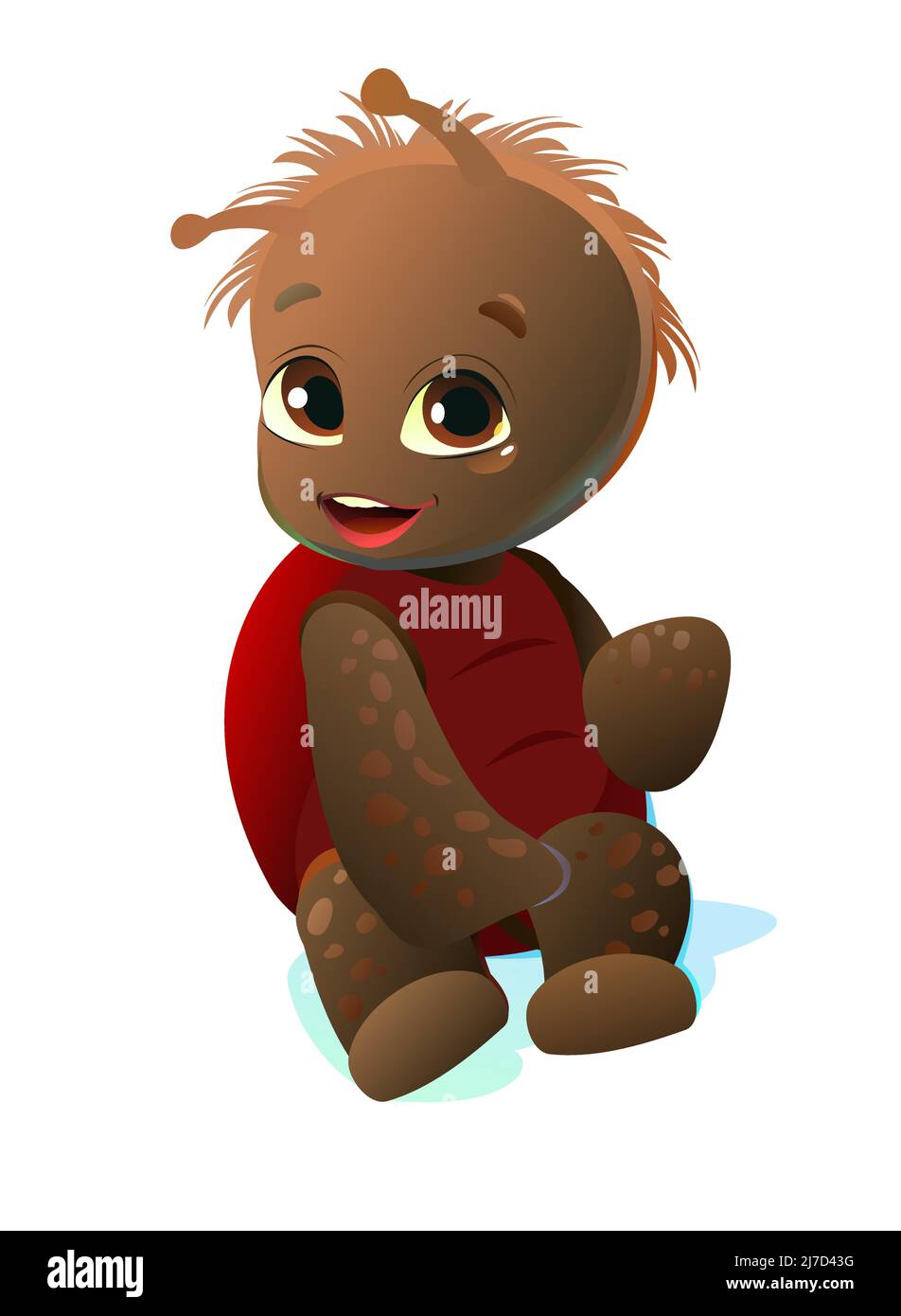 Red beetle fun sitting. Cute cartoon character. Funny insect object ...