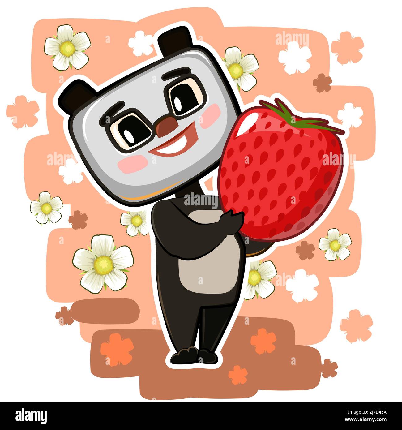 Cute kid Teddy panda Bear stretches out his hand offering treat. He ...