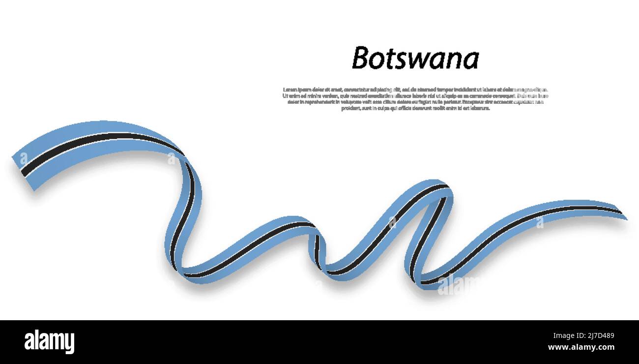 Waving ribbon or banner with flag of Botswana. Template for ...