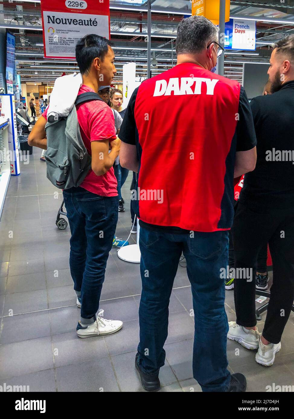 Paris, France, People Men Talking, Salesman, Shopping inside French ...