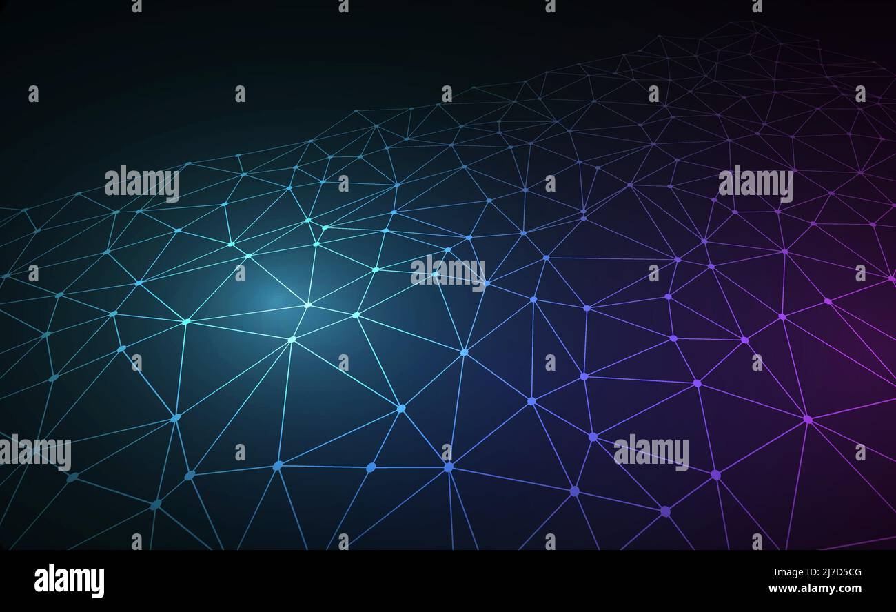 Network concept blue vector illustration. Futuristic hexagon vector ...