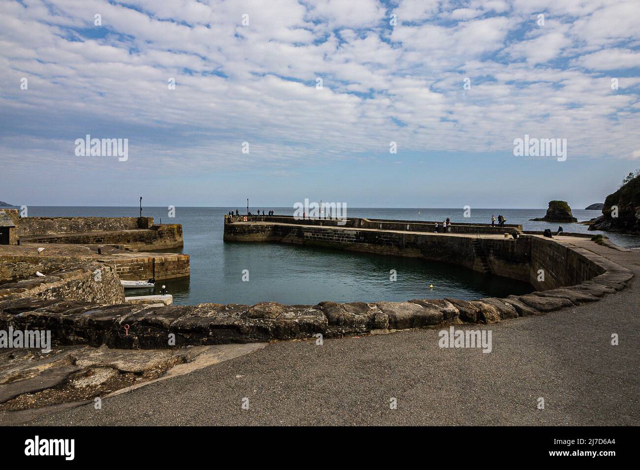 The harbour in the village of Charlestown, Cornwall, England, UK Stock ...