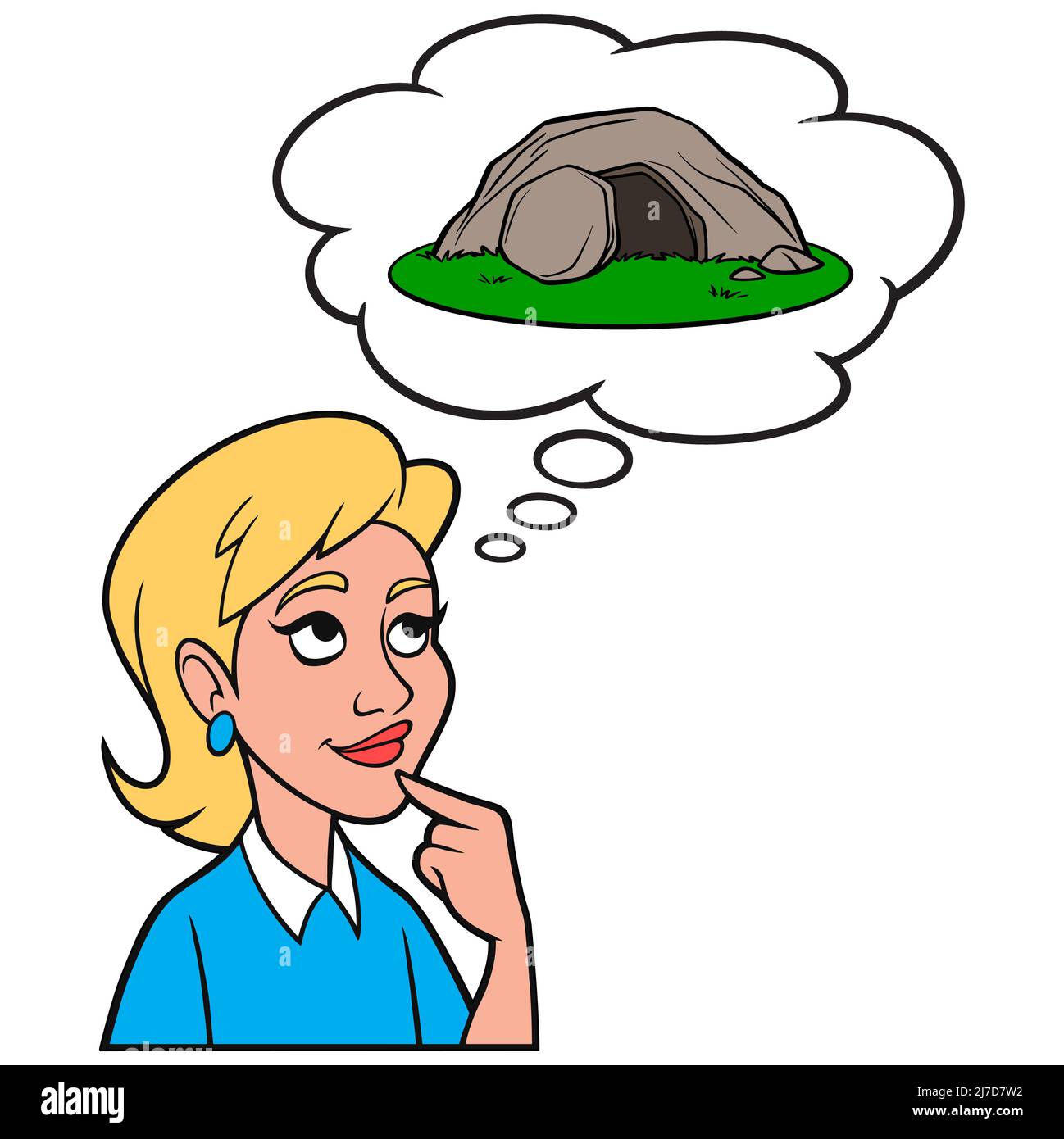 Girl thinking about the Resurrection of Jesus - A cartoon illustration ...