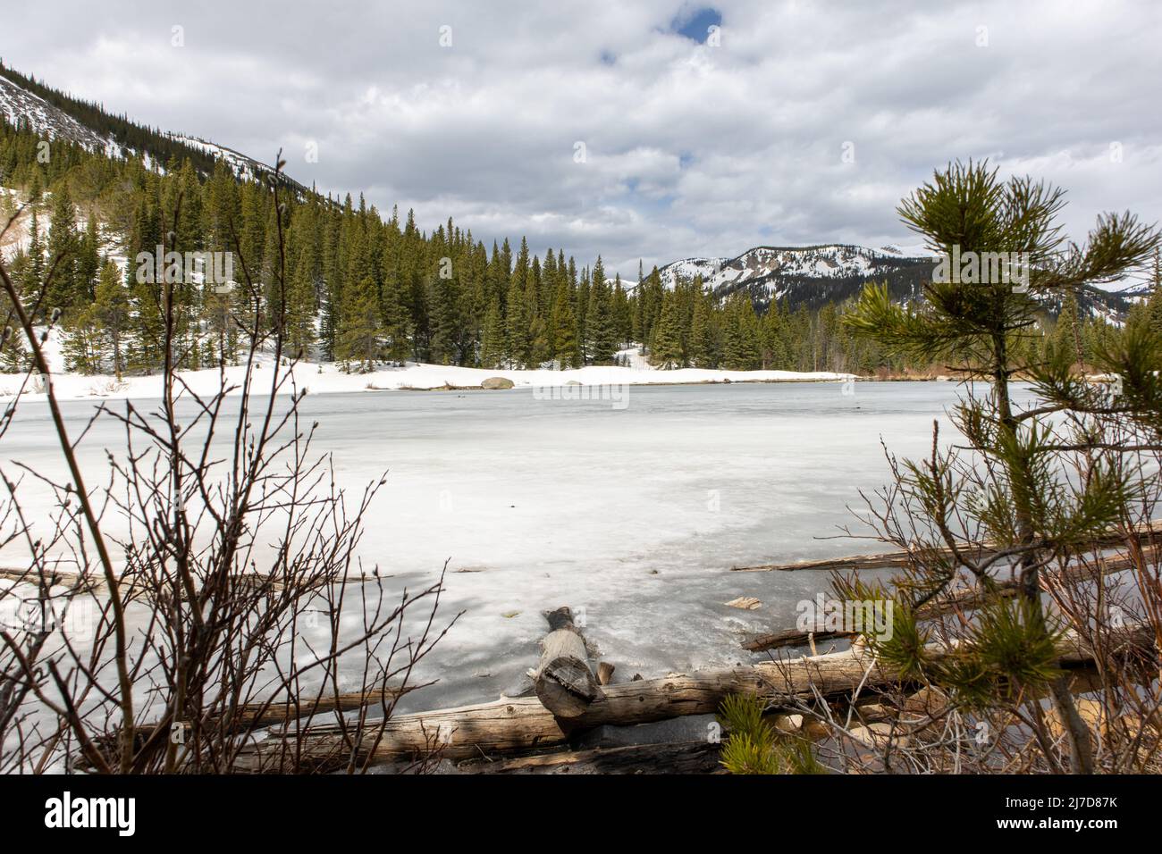 Lost Lake near Nederland, Colorado is frozen and covered in ice in the ...