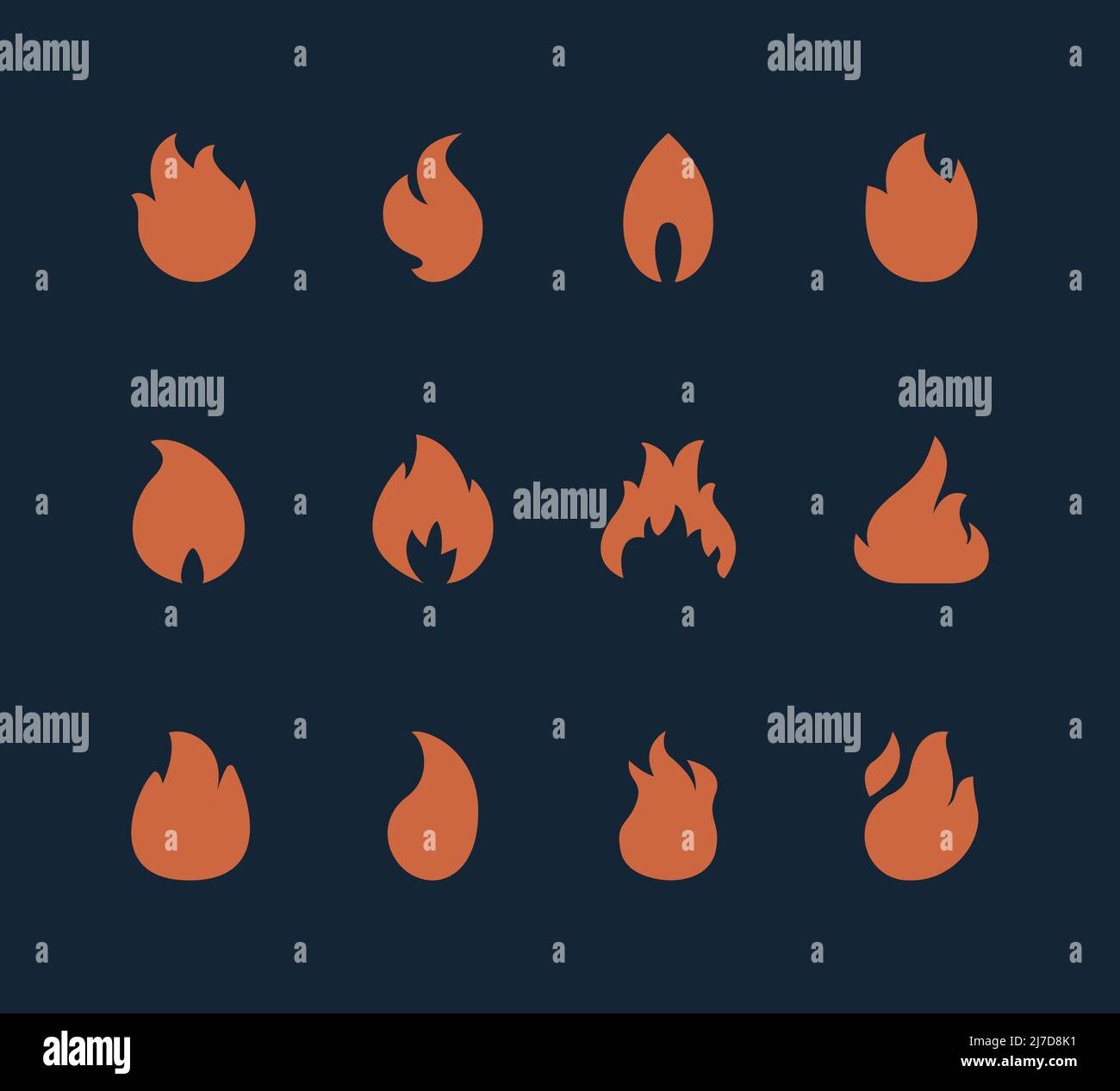 Fire icons collection. Flat design flames icon set. Modern minimalistic ...