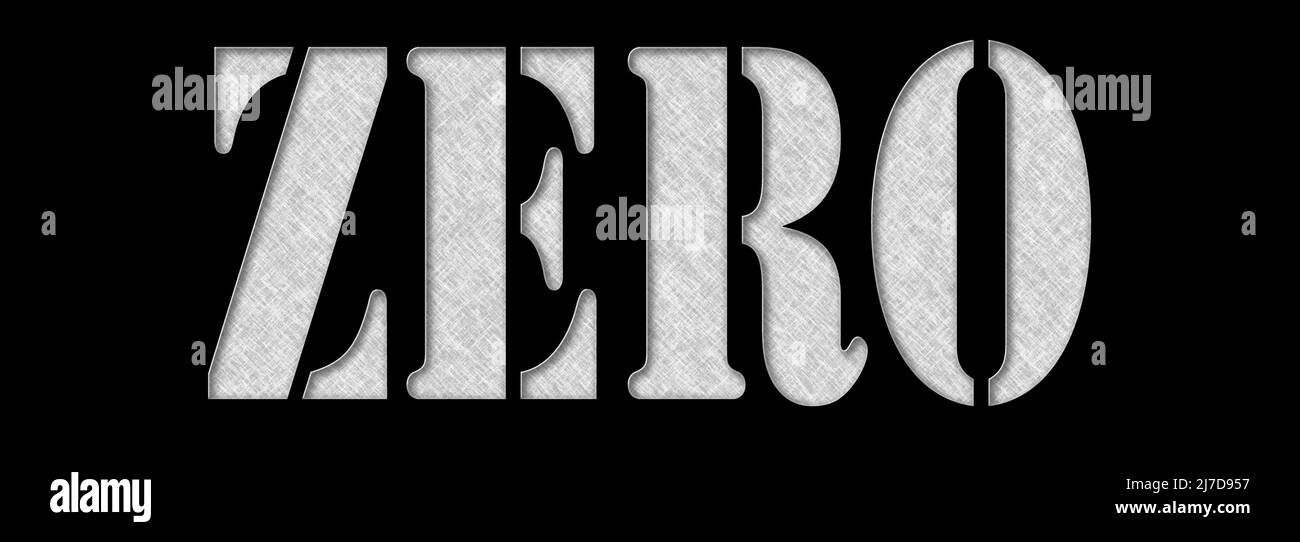 Black plate with the punched word "ZERO Stock Photo - Alamy