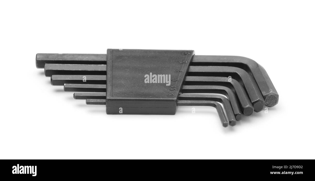 Black bicycle wrench set isolated on white. Side view Stock Photo - Alamy