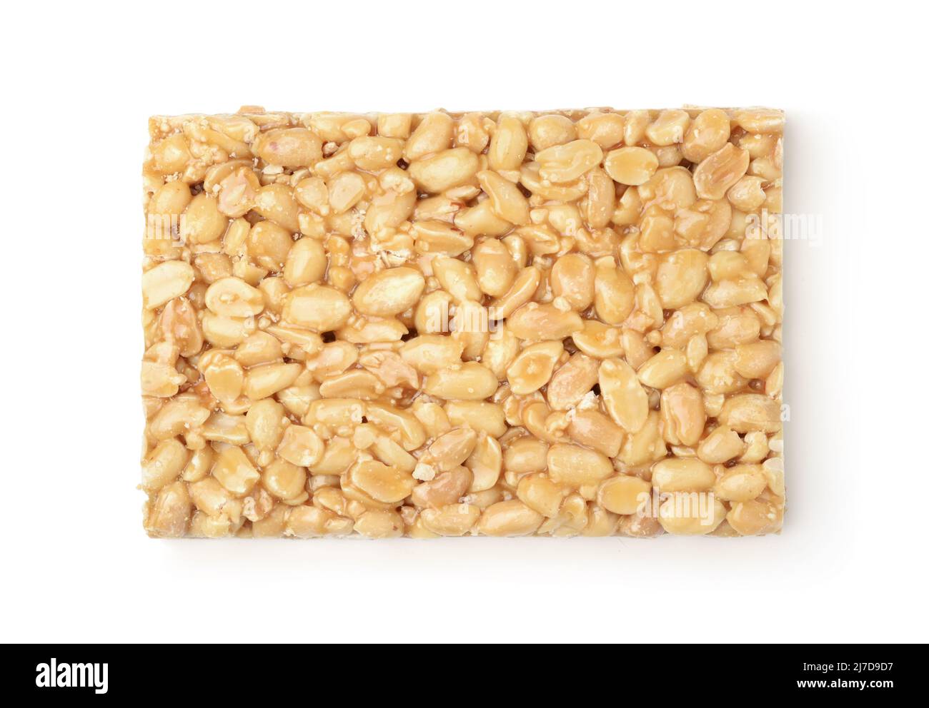 Sugar coated peanut bar isolated on white. Top view Stock Photo - Alamy