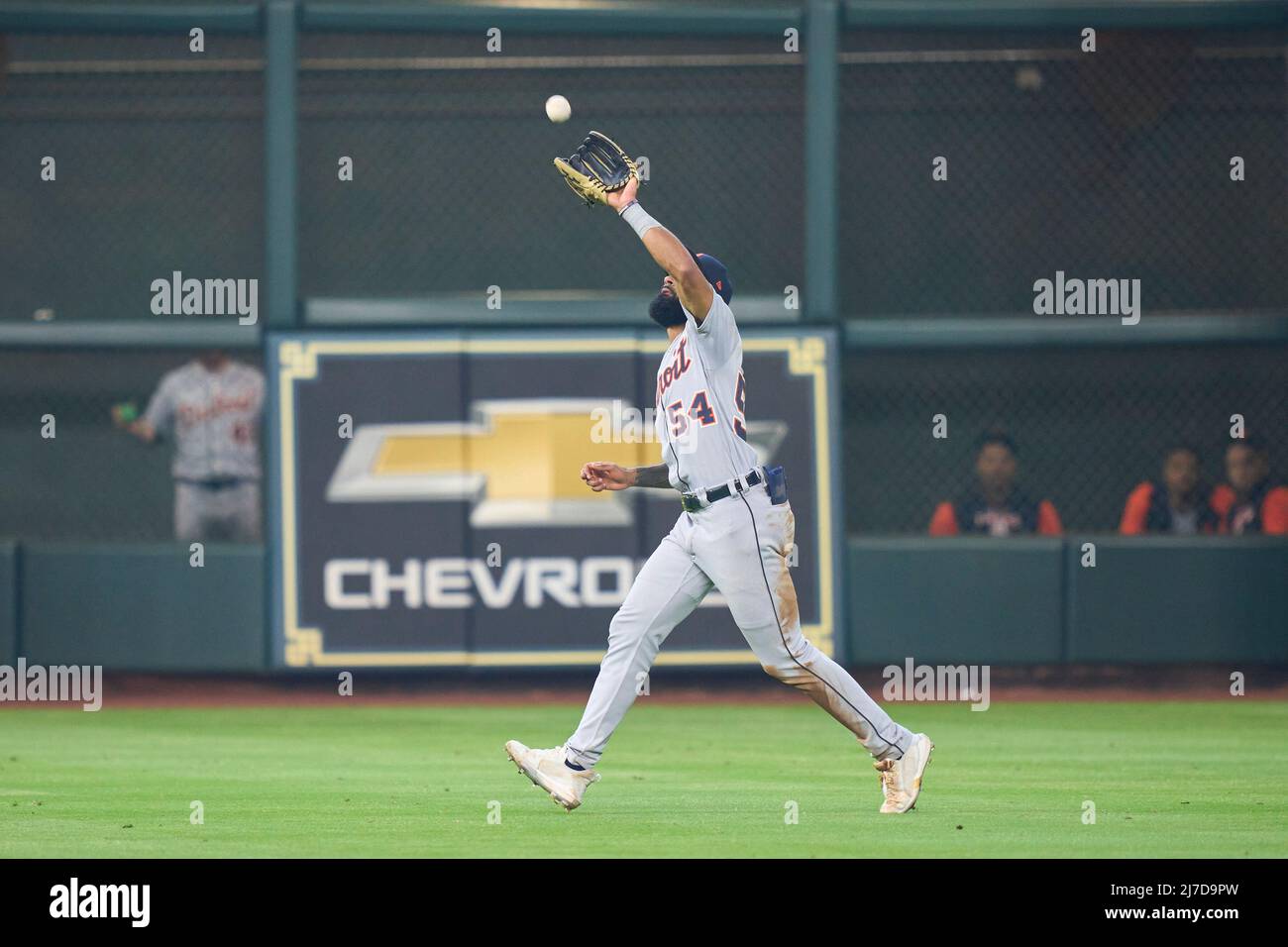 May 7 2022: Detroit center fielder Derek Hill (54) makes a play during ...