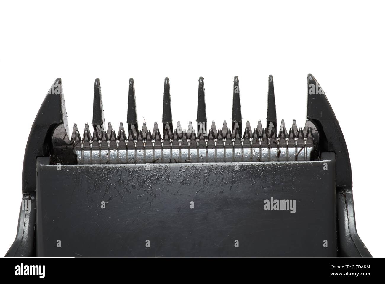 Close up of the front of an electric beard trimmer hair clipper with ...