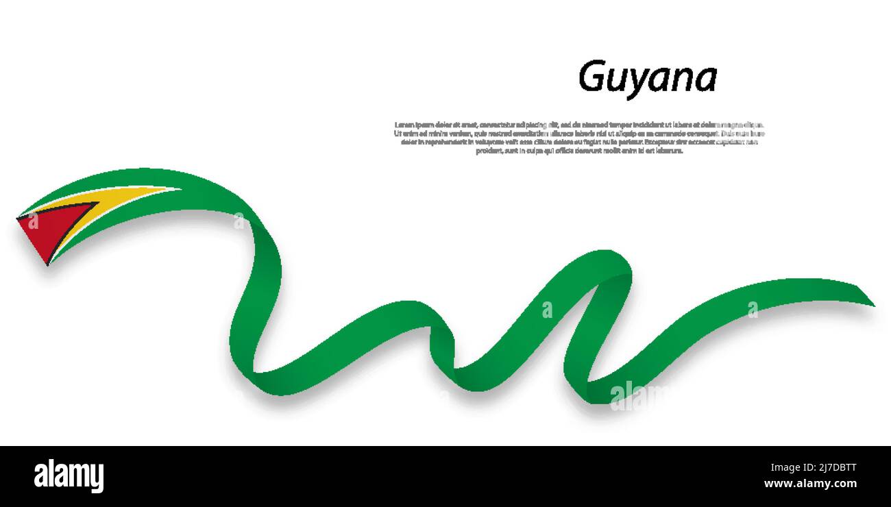 Waving ribbon or banner with flag of Guyana. Template for independence day poster design Stock ...