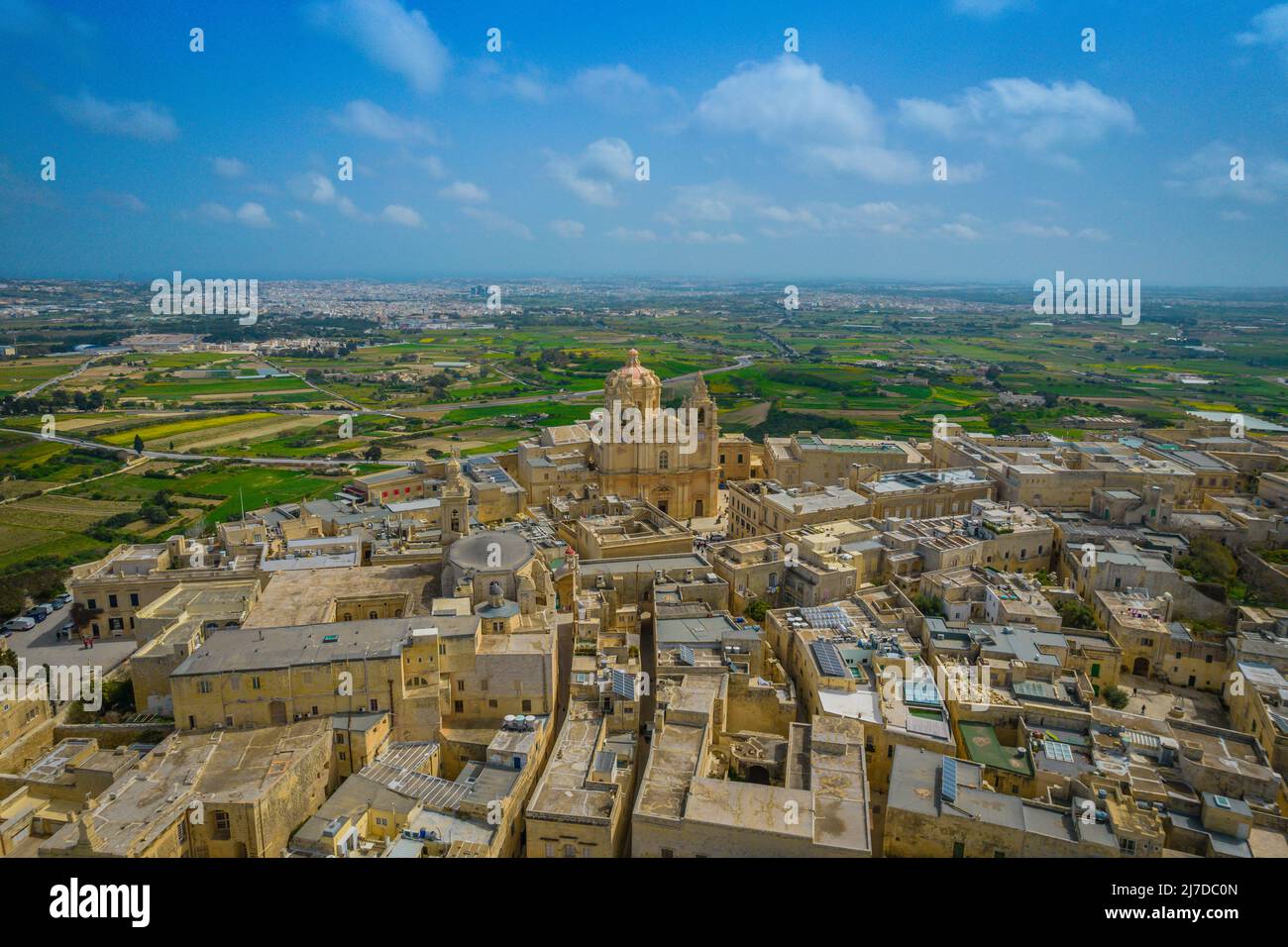 Aerial panorama view of the town of Mdina fortress in Malta also called ...