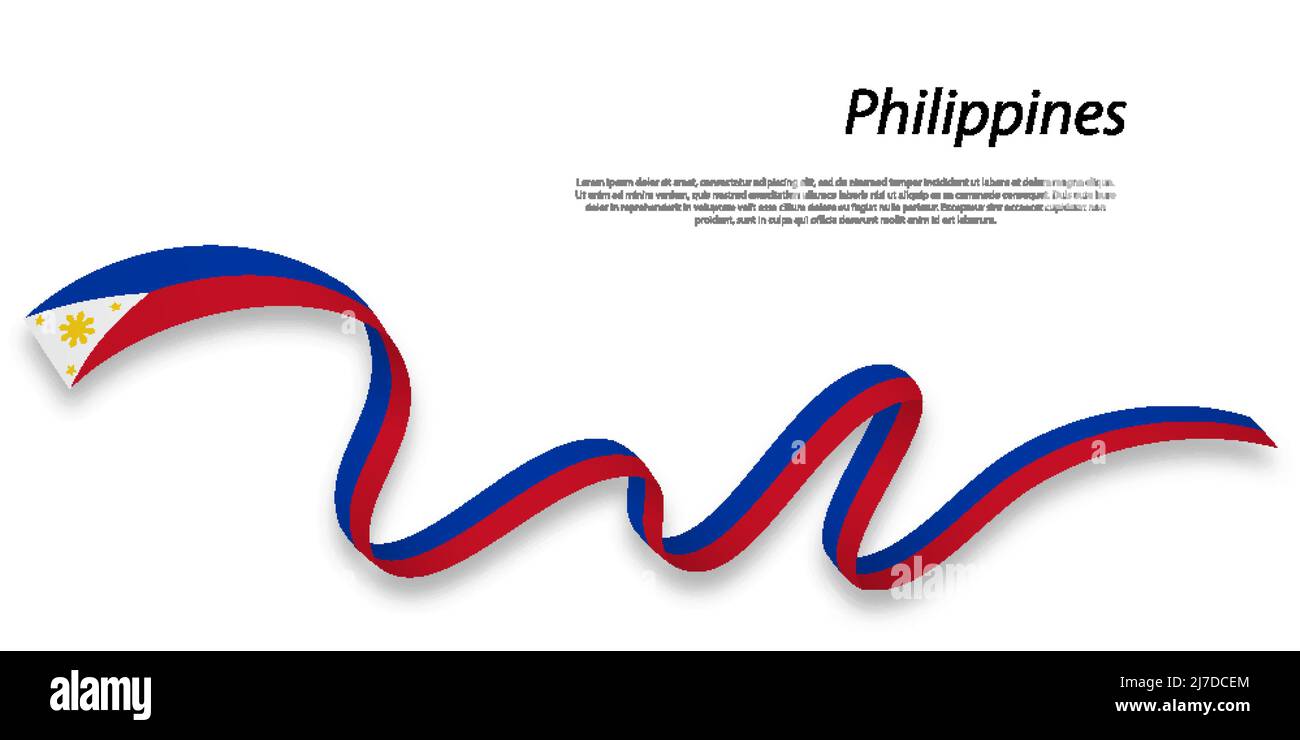Waving ribbon or banner with flag of Philippines . Template for ...