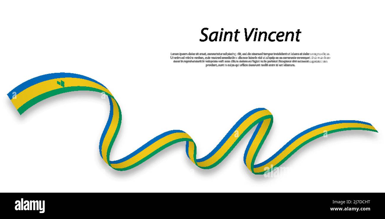 Waving ribbon or banner with flag of Saint Vincent. Template for ...