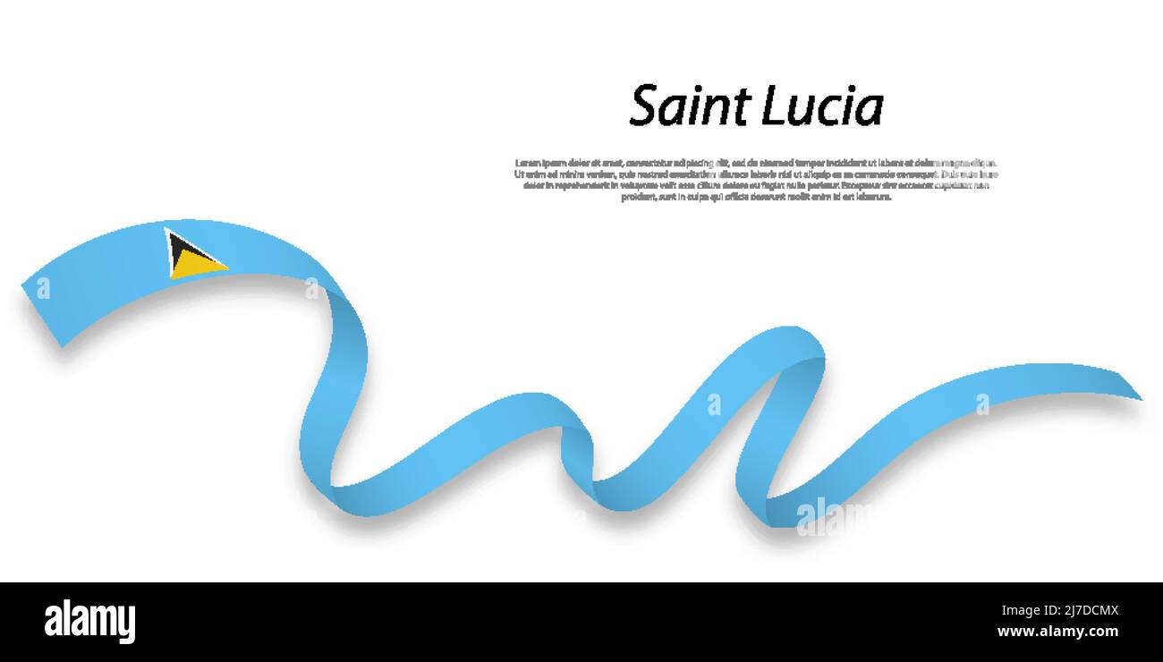 Waving ribbon or banner with flag of Saint Lucia. Template for ...